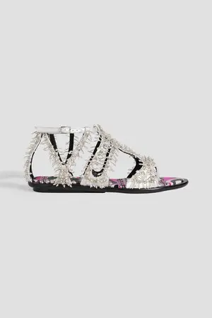 Emilio Pucci Embellished Leather Sandals - White