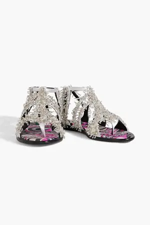 Emilio Pucci Embellished Leather Sandals - White