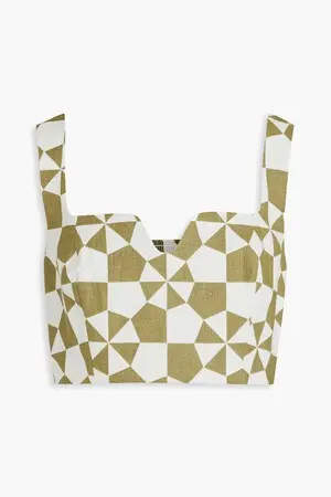 Mara Hoffman Cropped Geometric Print Hemp Top