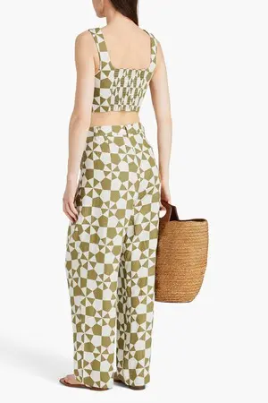 Mara Hoffman Cropped Geometric Print Hemp Top