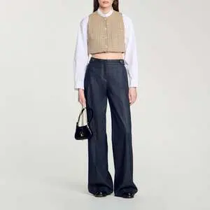 Sandro Tweed Crop Top