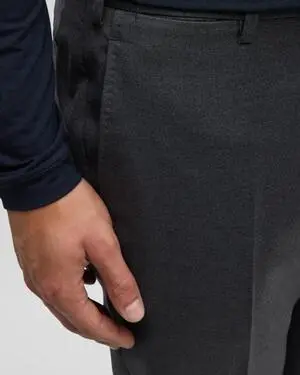 Giorgio Armani Flat-front Wool Trousers - Grey