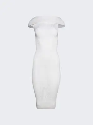 MUGLER Off-shoulder Sculpting Midi Dress - Off-white
