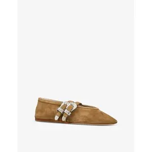 Le Monde Beryl Claudia Double-strap Suede Flats - Taupe