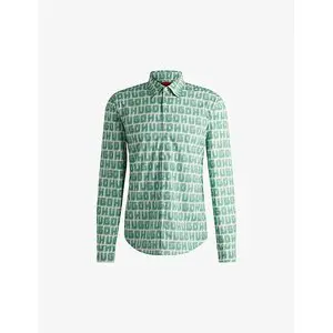 Hugo Logo-print Slim-fit Cotton Shirt