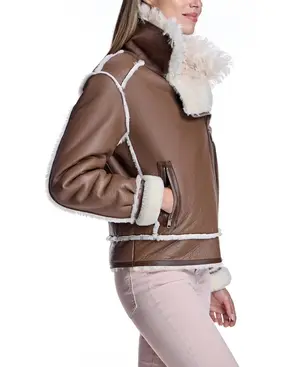 MAXIMILIAN Nappa Finish Shearling Jacket - Brown