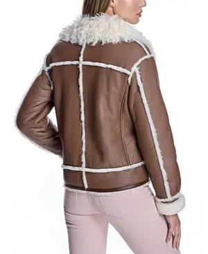 MAXIMILIAN Nappa Finish Shearling Jacket - Brown