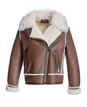 MAXIMILIAN Nappa Finish Shearling Jacket - Brown