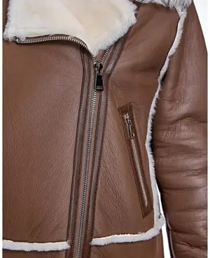 MAXIMILIAN Nappa Finish Shearling Jacket - Brown