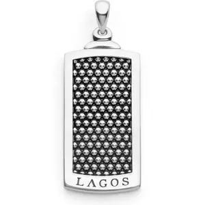 Lagos Anthem Caviar Beaded Tag Amulet In Sterling