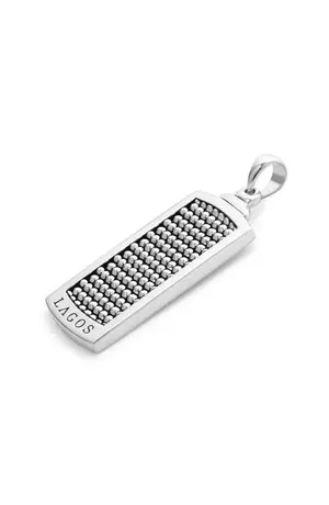 Lagos Anthem Caviar Beaded Tag Amulet In Sterling
