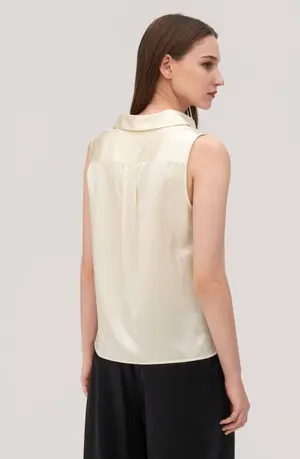 Lilysilk V-neck Sleeveless Blouse - Lily White