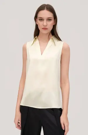 Lilysilk V-neck Sleeveless Blouse - Lily White