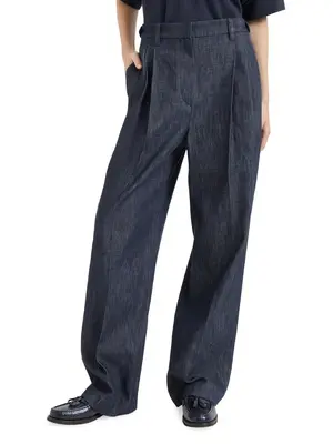 Brunello Cucinelli Cotton Effect Twill Tailored Relaxed Trousers