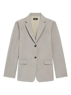 Theory Slim-fit Wool Blazer Cinder Melange