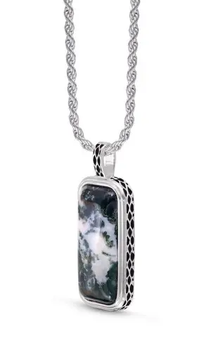 LUVMYJEWELRY Tree Agate Sterling Tag Necklace
