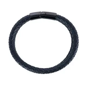 Trafalgar Braided Leather Bracelet - Black