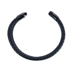 Trafalgar Braided Leather Bracelet - Black