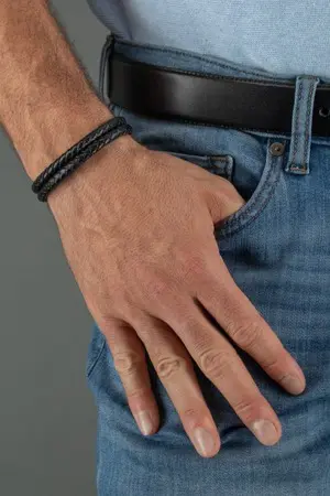 Trafalgar Braided Leather Bracelet - Black