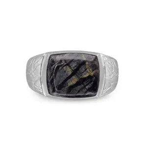 LUVMYJEWELRY Sterling Picture Jasper Signet Ring - Silver