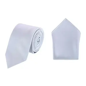 Trafalgar Sutton Silk Necktie And Pocket Square Combo - Silver