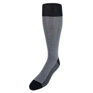 Trafalgar Trafalgar Doyle Houndstooth Mercerized Cotton Mid-Calf Socks Black And Grey