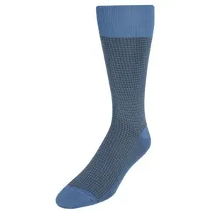 Trafalgar Trafalgar Doyle Houndstooth Mercerized Cotton Mid-Calf Socks Grey And Light Blue
