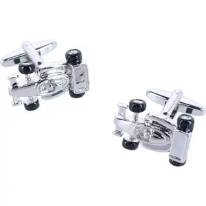 Trafalgar Finish Line Racecar Novelty Cufflinks - Silver