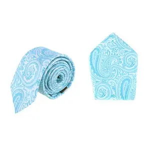 Trafalgar Sobee Paisley Silk Necktie And Pocket Square Set - Light Blue