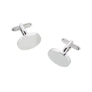 Trafalgar Asher Oval Brass Cufflinks - Silver