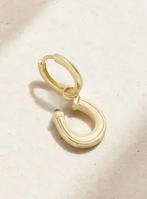 MARIE LICHTENBERG Horseshoe Baby 18-karat Sapphire Single Hoop Earring - Gold