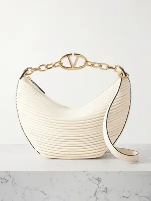 Valentino Garavani Vlogo Moon Small Pleated Leather Shoulder Bag