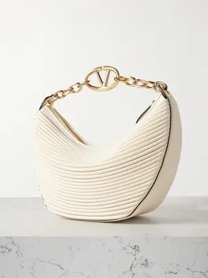 Valentino Garavani Vlogo Moon Small Pleated Leather Shoulder Bag