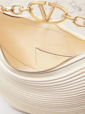 Valentino Garavani Vlogo Moon Small Pleated Leather Shoulder Bag