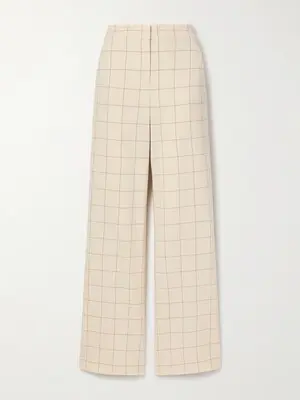 Veronica Beard Tonelli Checked Grain De Poudre Wide-leg Pants