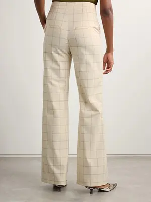 Veronica Beard Tonelli Checked Grain De Poudre Wide-leg Pants