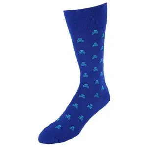Trafalgar Rodger Skull And Crossbones Mid-calf Socks - Royal Blue With Ceramic