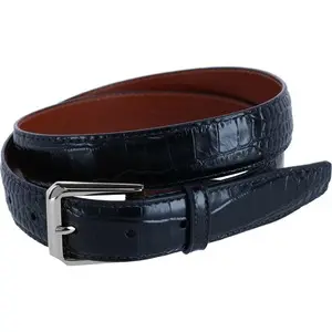 Trafalgar 30mm Mock Alligator Embossed Italian Leather Belt - Black