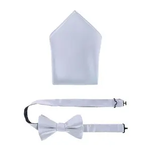 Trafalgar Sutton Silk Bow Tie And Pocket Square Set - Silver