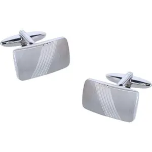 Trafalgar Diagonal Detailed Rhodium Cufflinks - Silver