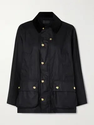 NILI LOTAN Kedem Cotton Corduroy-trimmed Waxed-cotton Jacket