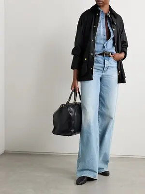 NILI LOTAN Kedem Cotton Corduroy-trimmed Waxed-cotton Jacket
