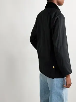NILI LOTAN Kedem Cotton Corduroy-trimmed Waxed-cotton Jacket
