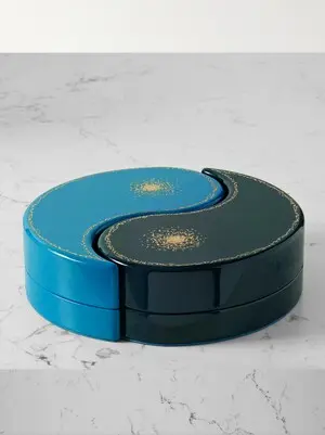 TROVE Yin Yang Lacquered Wood Jewelry Box - Blue