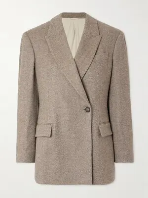 Brunello Cucinelli Herringbone Wool-blend Blazer - Brown