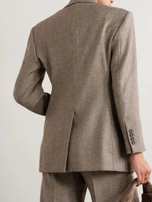 Brunello Cucinelli Herringbone Wool-blend Blazer - Brown