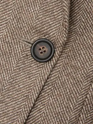 Brunello Cucinelli Herringbone Wool-blend Blazer - Brown