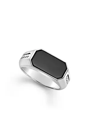 Lagos Anthem Signet Ring - Onyx /silver