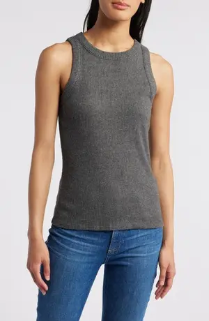 Loveappella Rib Tank & Shrug Set - Charcoal