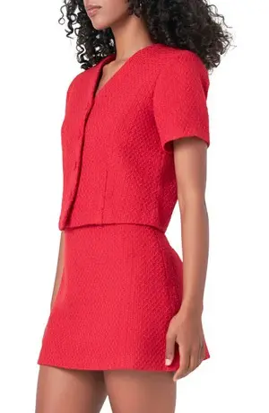 Endless Rose Button-front Tweed Crop Top